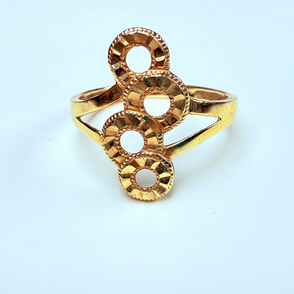 Jewelry | Estate 1k Solid Yellow Gold Diamond Etched Four Ring Circles ...